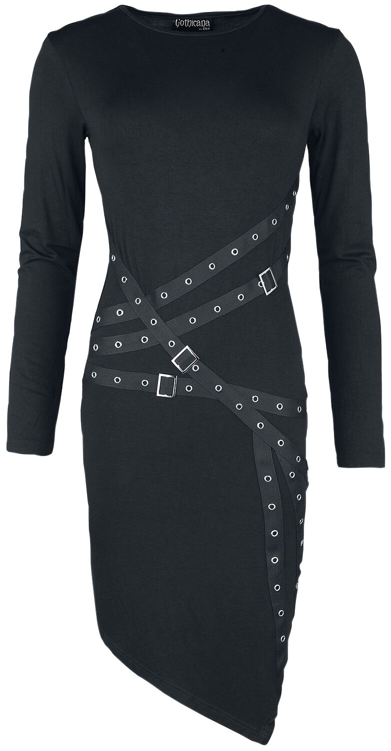 Dress with straps, eyelets and buckles | Gothicana by EMP Miniabito | EMP